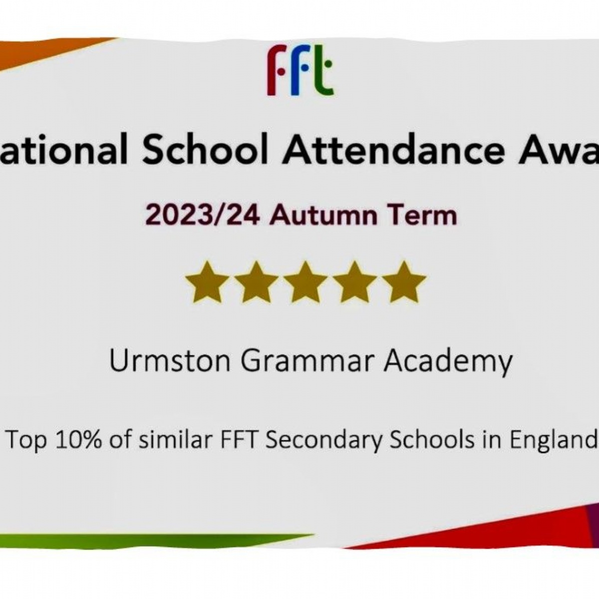 Urmston Grammar School - ugs commended for excellent attendance